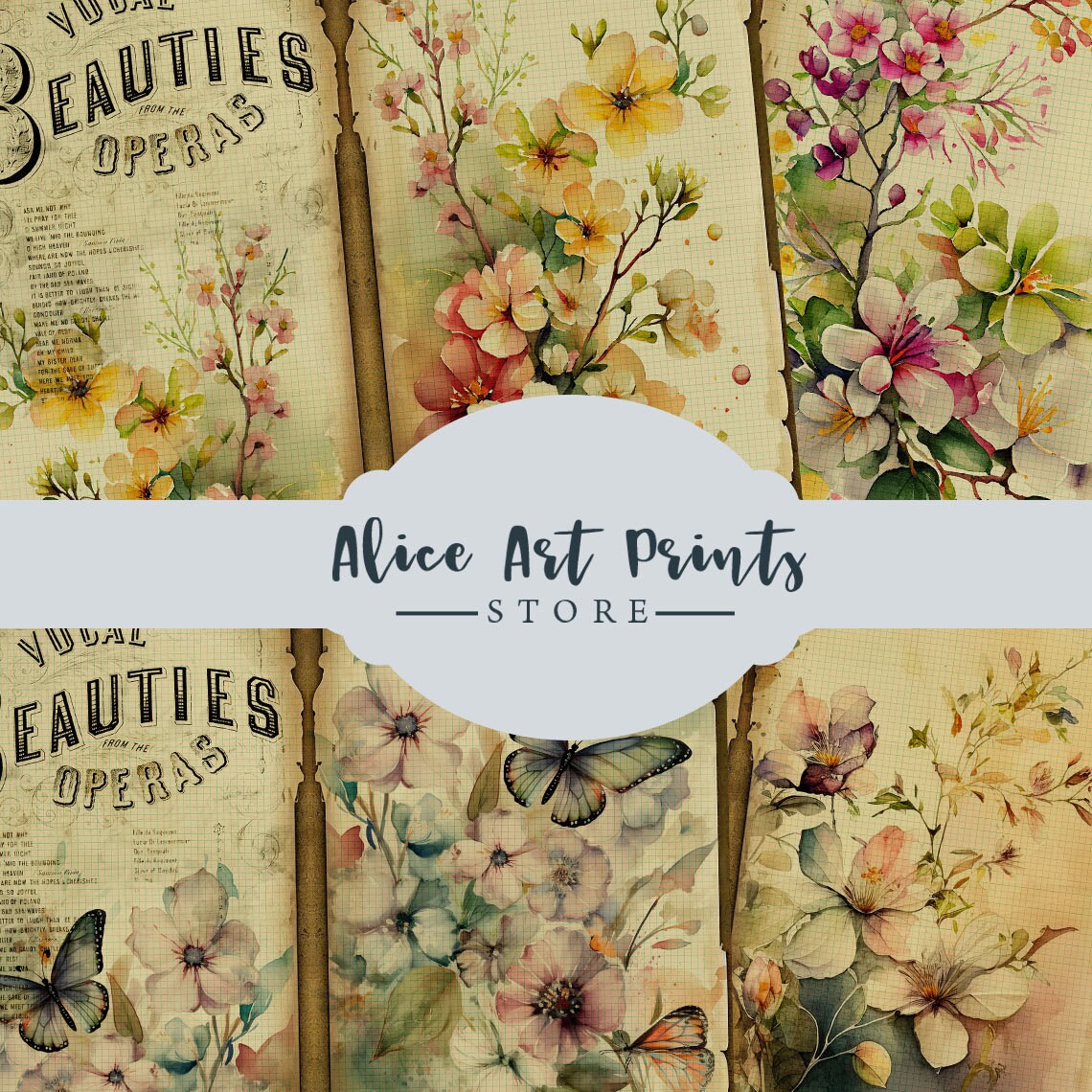 Watercolor Spring Flower Junk Journal Pages Vintage Floral - Etsy