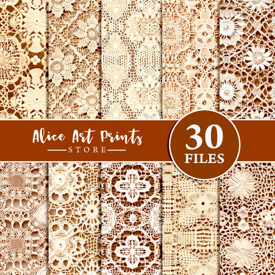 Printable Antique Lace Digital Papers, Lace Page, Distressed Background ...