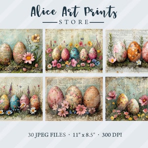 Easter Eggs Junk Journal Pages, Vintage Ephemera Colorful Easter ...