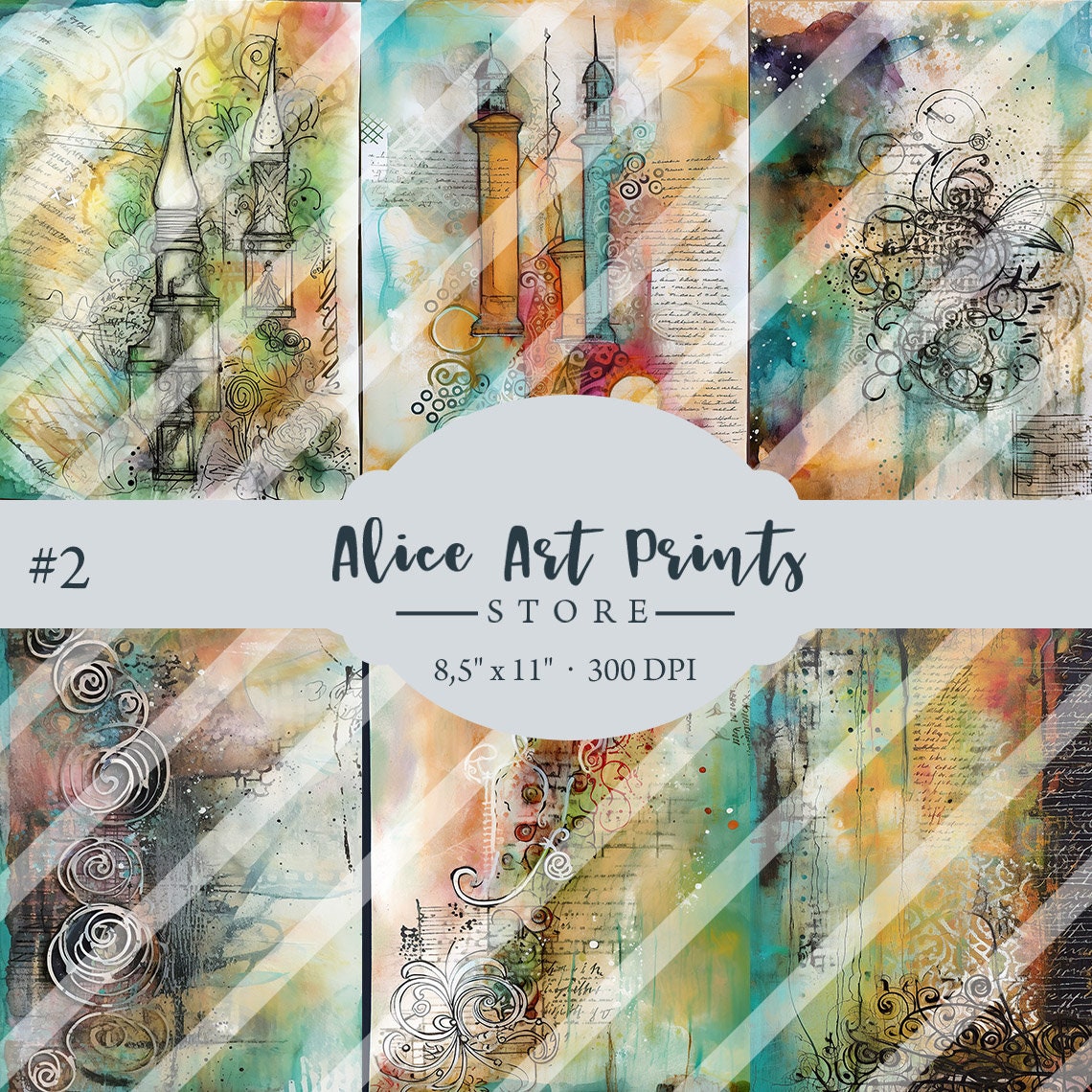 Grunge Journal Papers, Watercolor Journal Pages, Junk Journal Printable ...