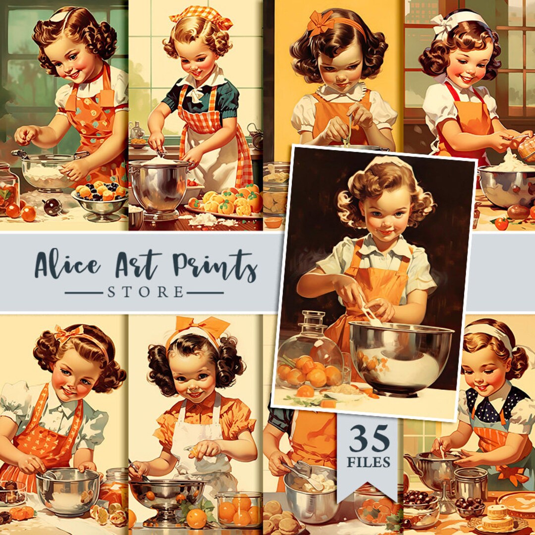 Cute Little Chef Junk Journal Cards, Cooking Clipart, Baking Girl ...