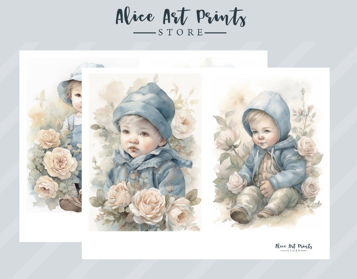 Vintage Boy - Junk Journal Cards, Digital Paper, Scrapbooking, Paper ...