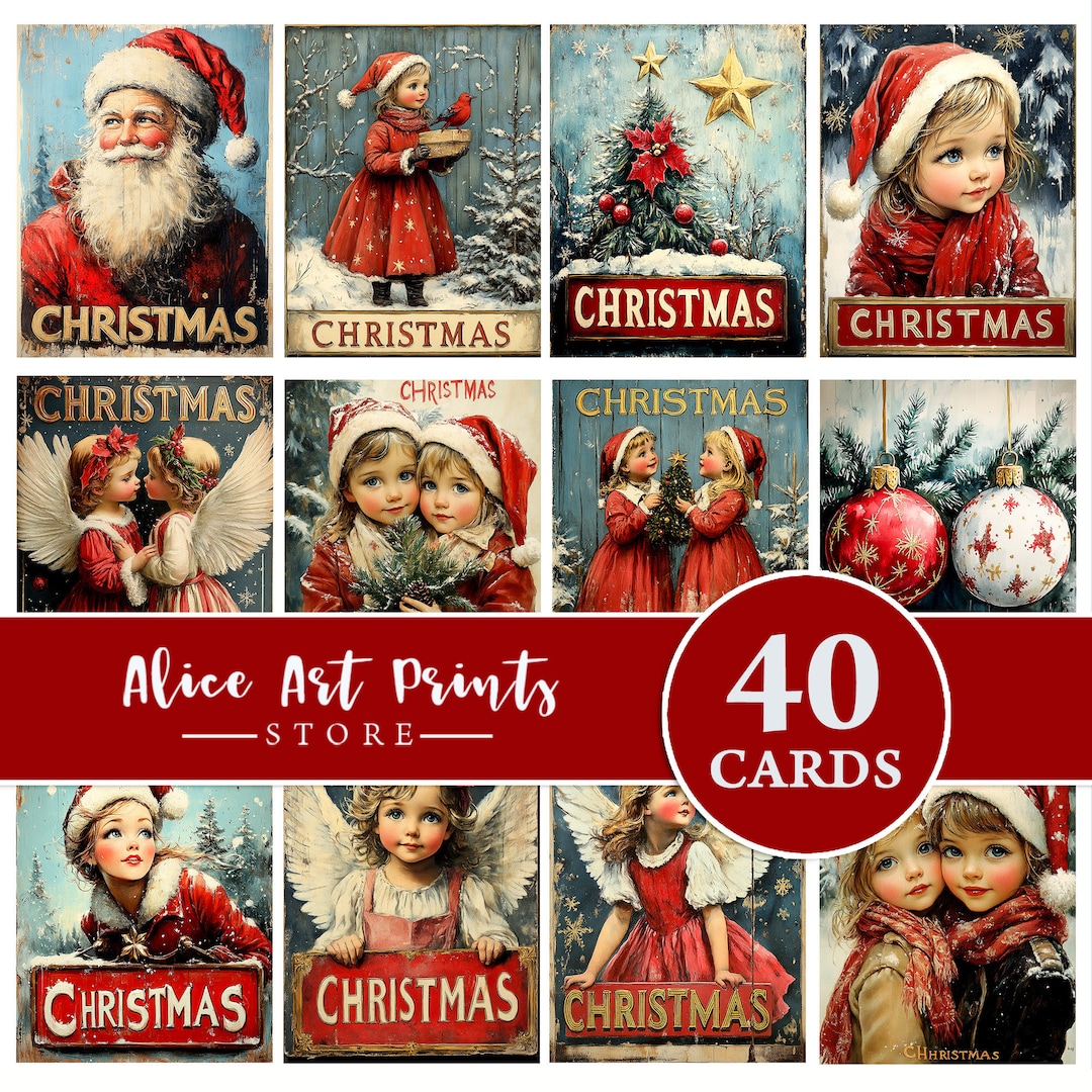 Printable Vintage Christmas Cards, Vintage Holiday Greeting Cards ...