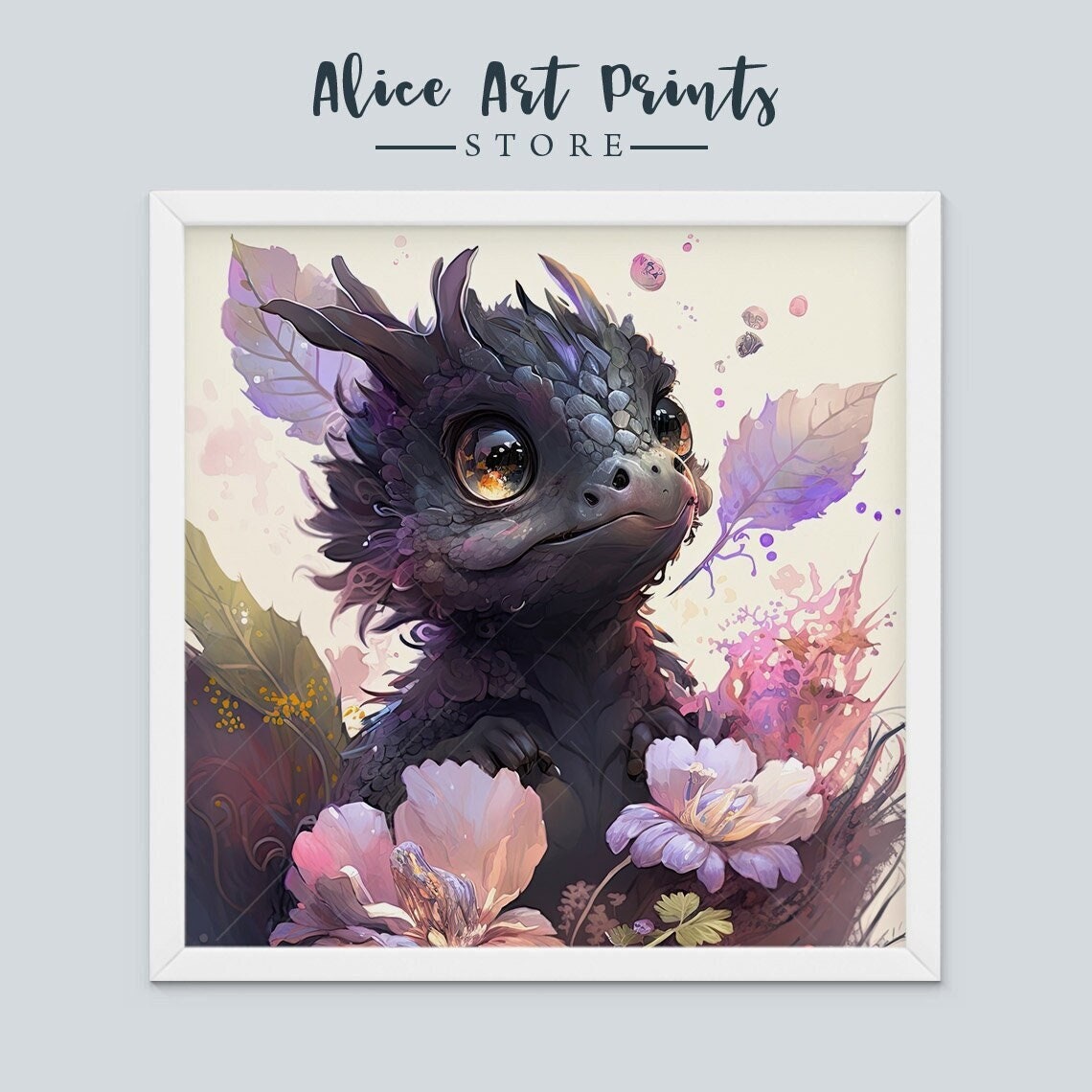 Cute Black Dragon Watercolor Clip Art Dragon Watercolor Art - Etsy