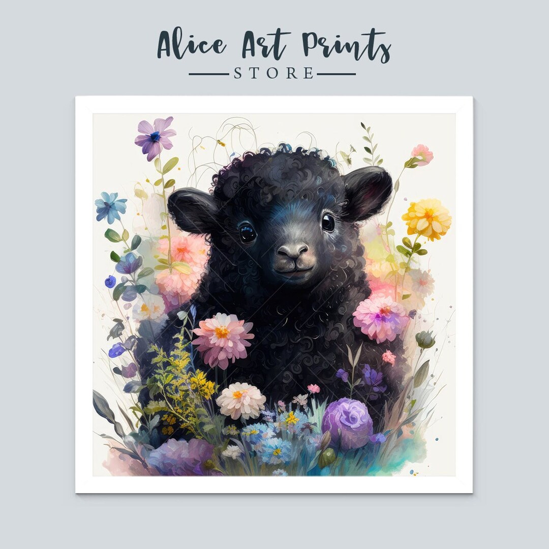 Cute Black Sheep Watercolor Clip Art, Ram Clip Art, Sheep Animal Prints ...