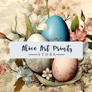 Printable Vintage Easter Digital Paper, Retro Spring Ephemera Collage ...