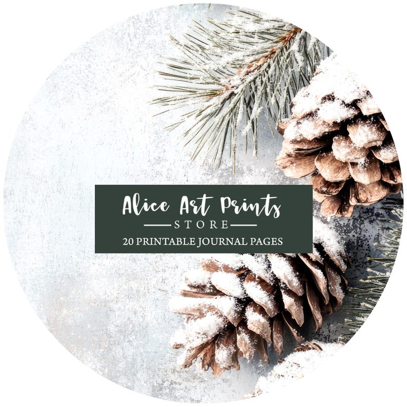 Snowy Pine Junk Journal Pages, Winter Forest Christmas Digital Paper ...
