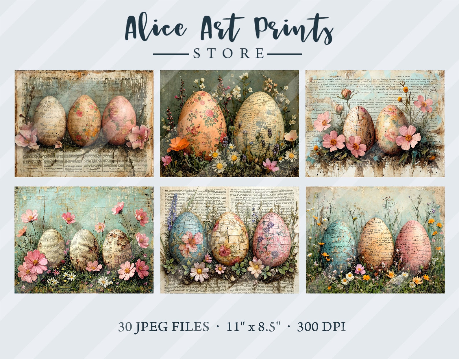 Easter Eggs Junk Journal Pages, Vintage Ephemera Colorful Easter ...
