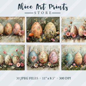 Easter Eggs Junk Journal Pages, Vintage Ephemera Colorful Easter ...