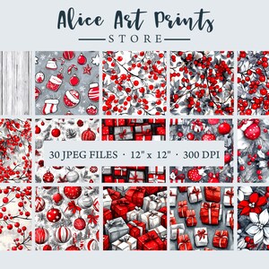 Christmas Digital Paper Set, Christmas Seamless Pattern, Holidays ...