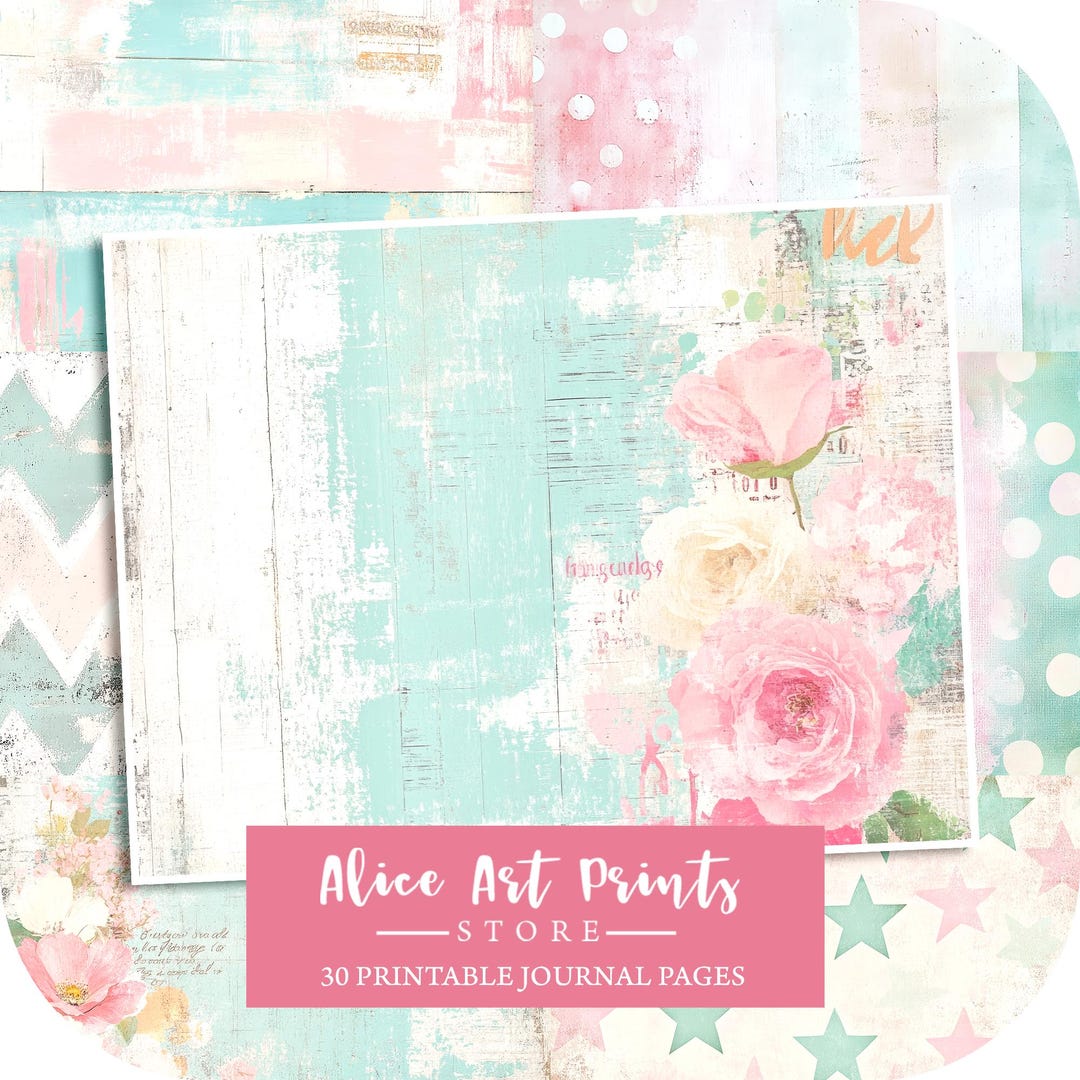 Watercolor Country Cottage Romantic Digital Paper, Light Blue ...