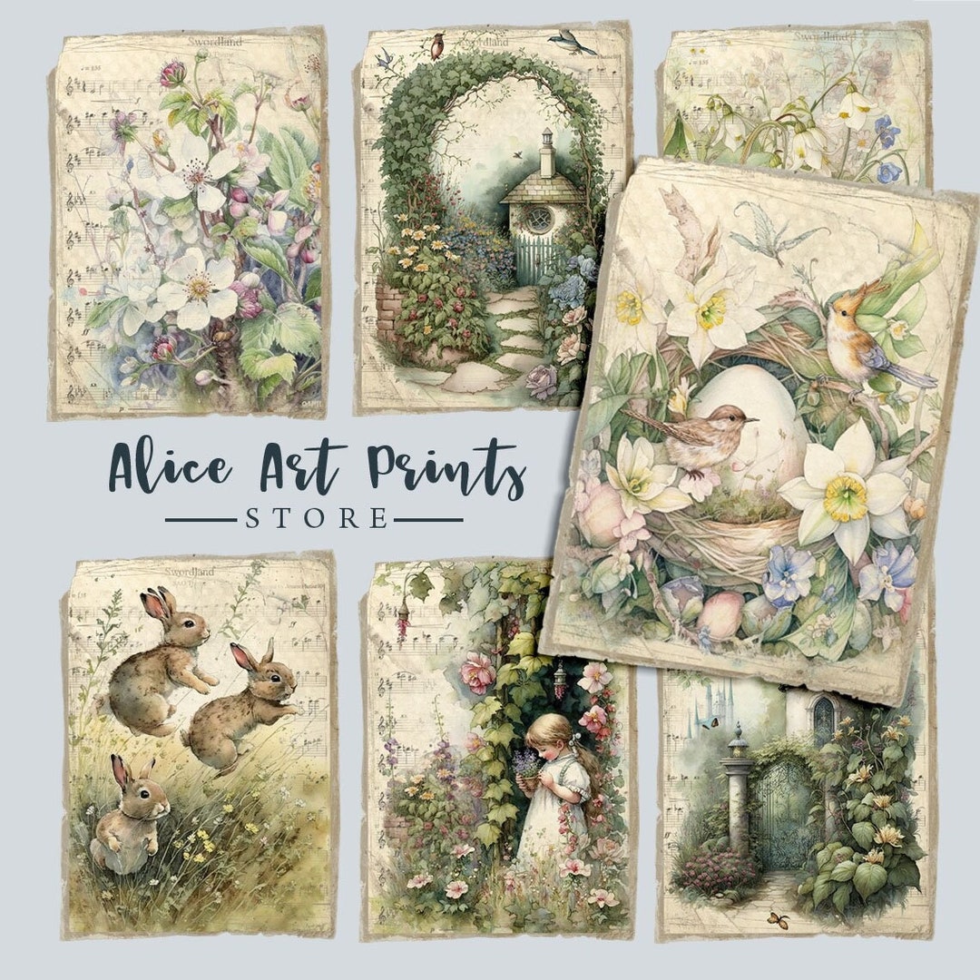 Vintage Spring Garden Digital Picture Printable Cards Atc, Enchanted ...