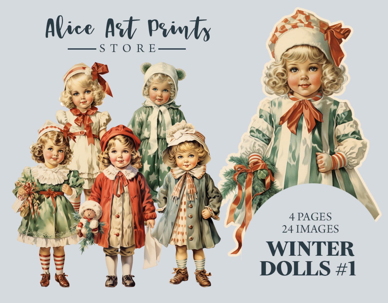 Winter Paper Doll Fussy Cut Ephemera for Junk Journals, Vintage ...