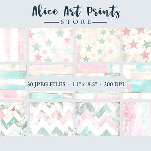 Watercolor Country Cottage Romantic Digital Paper, Light Blue ...
