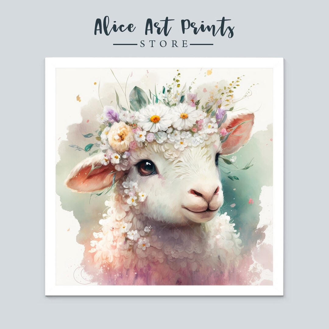 Cute White Sheep Watercolor Clip Art, Ram Clip Art, Sheep Animal Prints ...