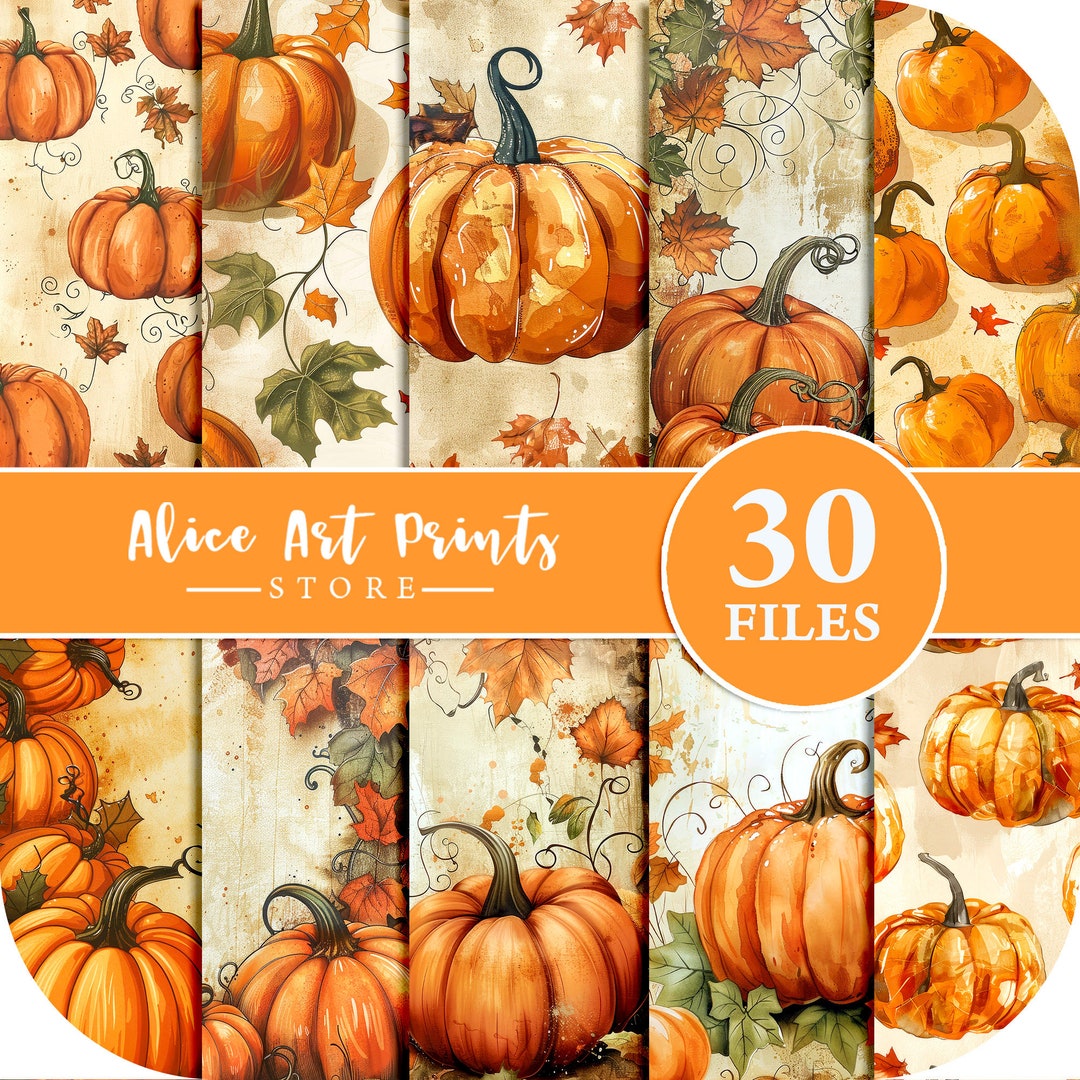 Pumpkin Spice Digital Paper, Watercolor Autumn Pattern, Cozy Fall ...