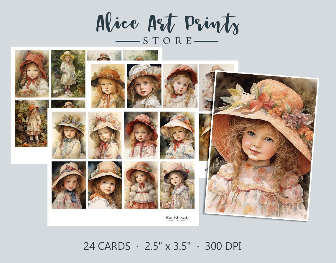 Vintage Little Girls Watercolor Clipart Bundle Retro Vintage - Etsy