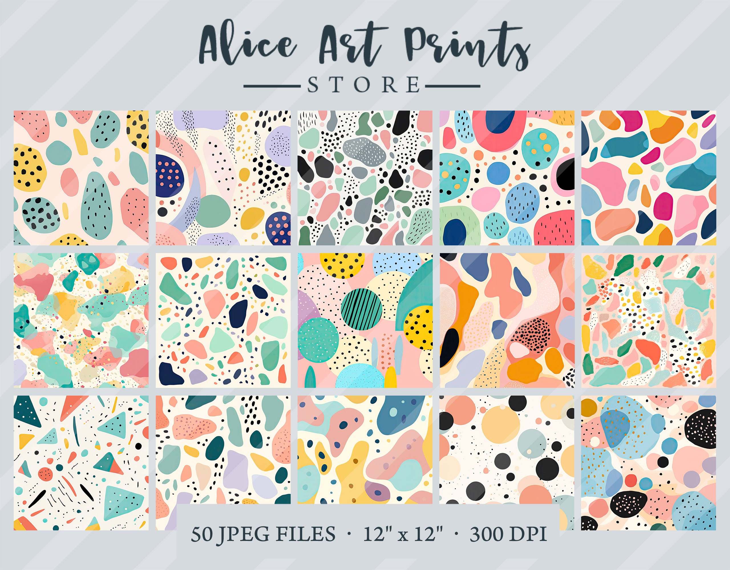 Terrazzo Digital Paper, Stone Digital Paper, Mosaic Background ...