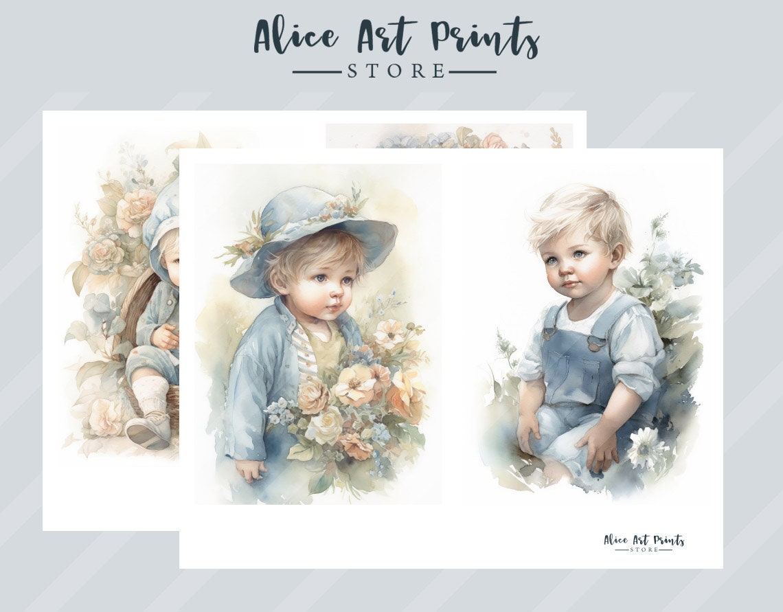 Vintage Boy Junk Journal Cards Digital Paper Scrapbooking - Etsy