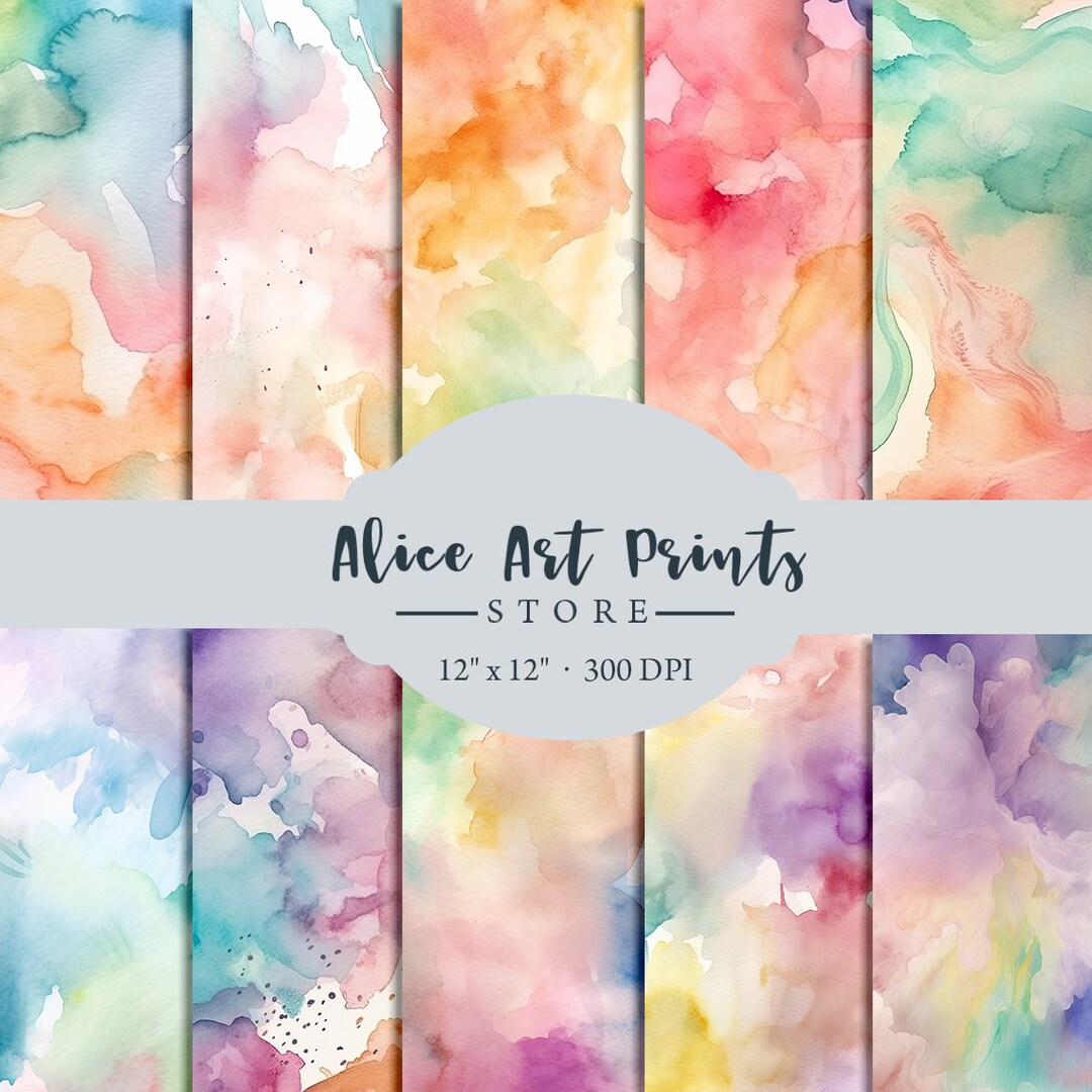 Watercolor Rainbow Pastel Scrapbooking Paper, Pastel Watercolor Texture ...