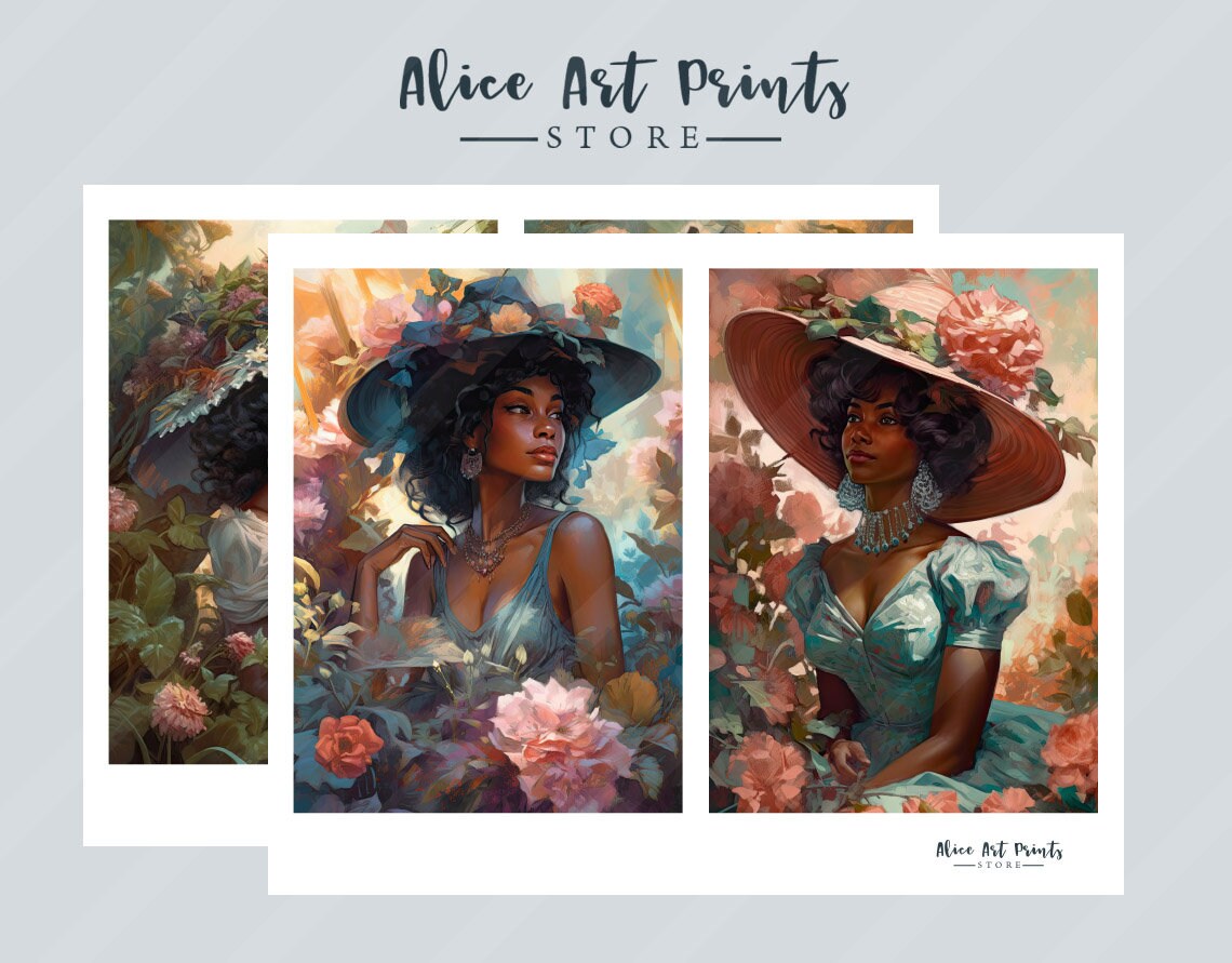 Vintage Beautiful Black Women in a Victorian Era Dress and Hat ...