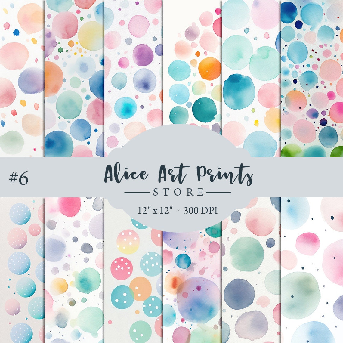 Watercolor Rainbow Polka Dot Digital Paper, Colorful Confetti Pack ...