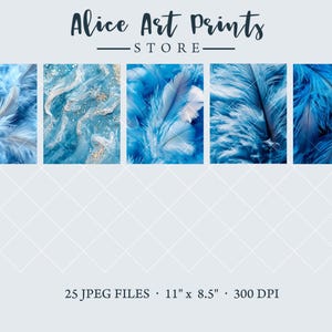 Printable Blue Junk Journal Pages, Blue Textured Background, Digital ...
