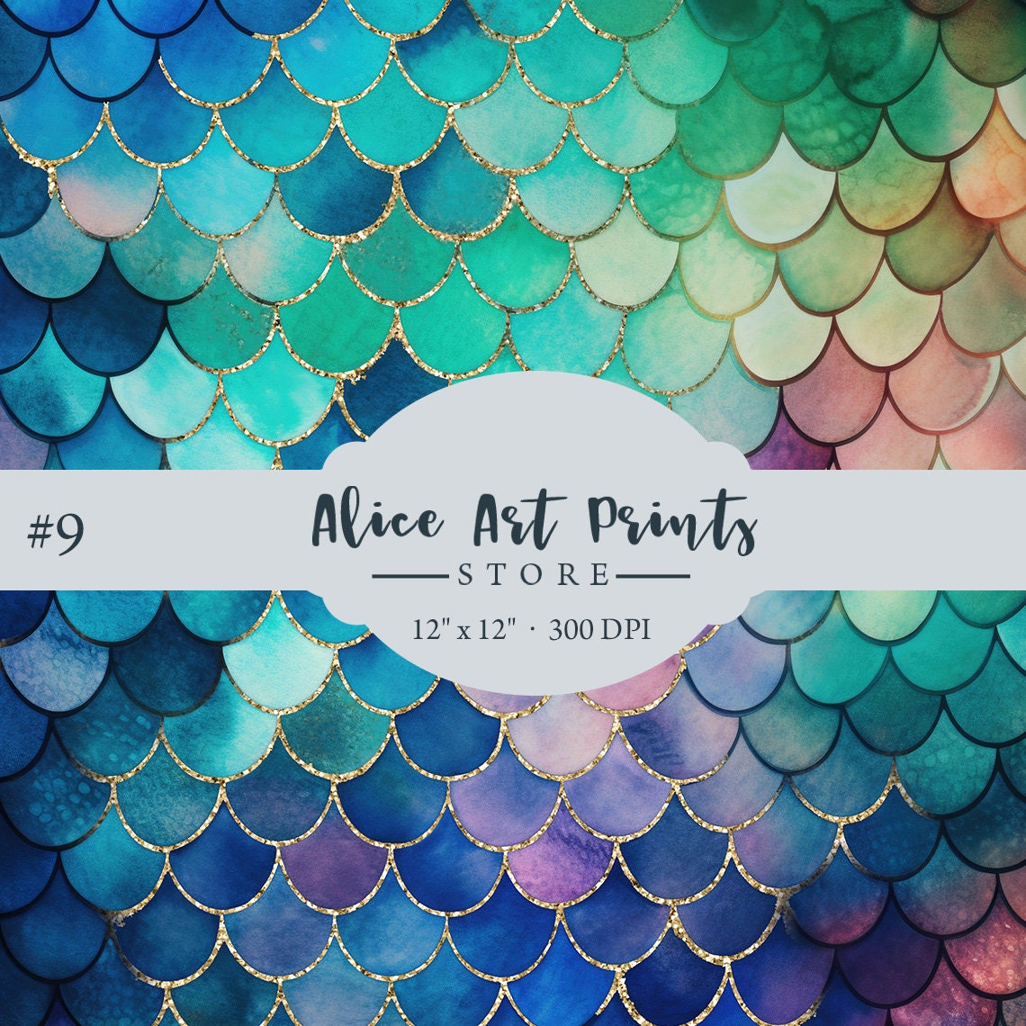 Mermaid Scales Texture Digital Paper Backgrounds Watercolor - Etsy