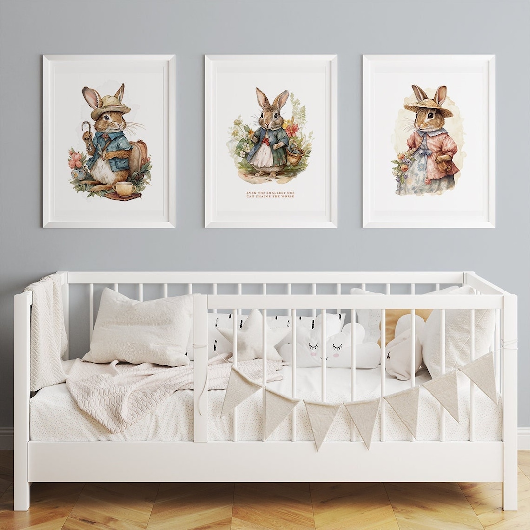Peter Rabbit Inspired Watercolor Prints Set of 3, Nursery Art, Kids ...