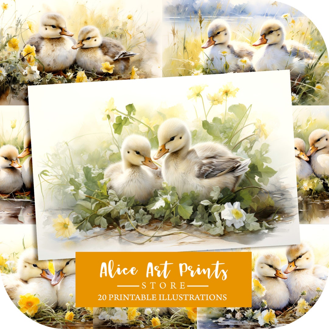 Watercolor Baby Ducklings Sleeping Junk Journal, Farmhouse Journal ...