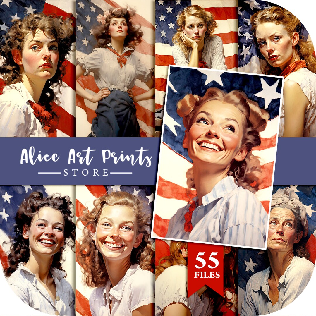 Independence Day Junk Journal Kit, Patriotic American Woman Portrait ...