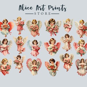 Vintage Cute Angels Clipart Bundle, 43 Retro Valentine’s Angel ...