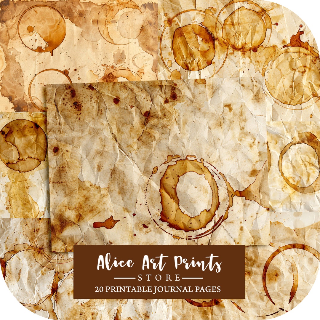 Coffee Stain Junk Journal Kit, Coffee Stains Textures, Vintage Digital ...