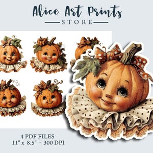 Vintage Halloween Clipart Bundle Whimsical Jack-o-lantern Fussy Cut ...