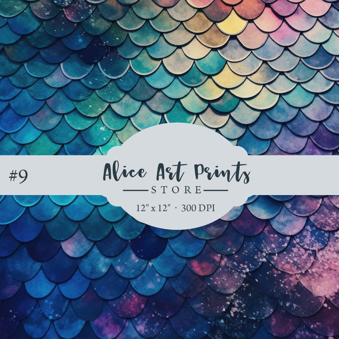 Mermaid Scales Texture Digital Paper Backgrounds, Watercolor Rainbow ...