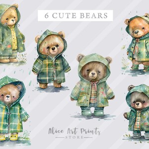 Cute Bear Watercolor Clipart, Teddy Bear Clipart, Little Bear in a ...