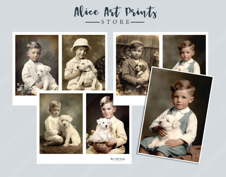 Vintage Boy With Puppy Junk Journal Kit, Digital Ephemera, Junk Journal ...