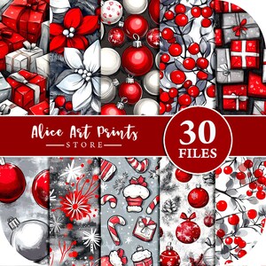 Christmas Digital Paper Set, Christmas Seamless Pattern, Holidays ...