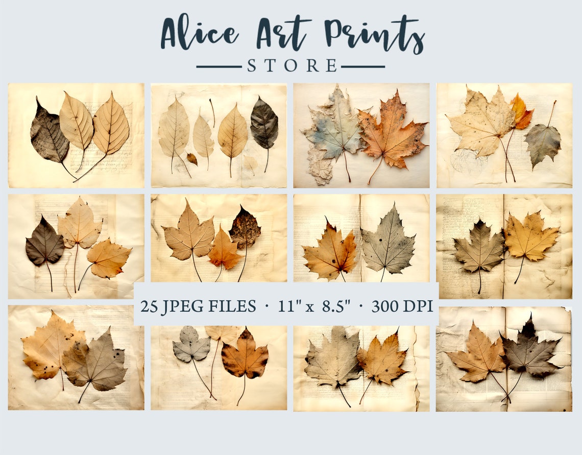 Autumn Leaves Junk Journal Pages Fall-inspired Vintage Ephemera Journal ...