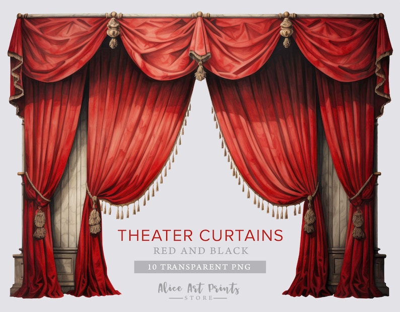 Printable Gothic Vintage Paper Theater Curtains, French Theater ...