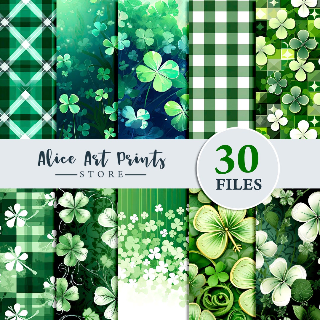 Printable St.patrick’s Day Digital Paper, Four Leaf Clover Pages Junk ...