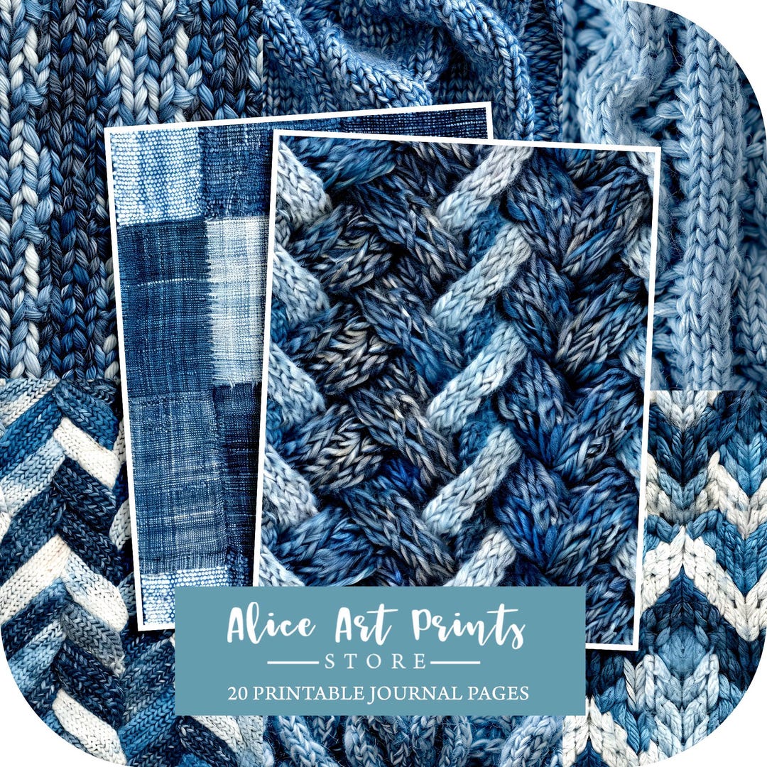 Printable Junk Journal Knit Pages, Seamless Knitted Textures, Digital ...