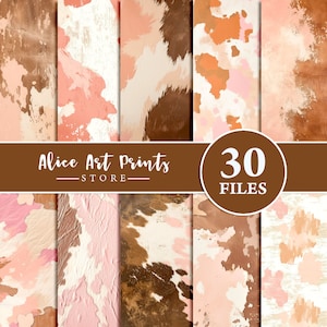 Boho Cowhide Patterns, Blush Pink Country Western Animal Print ...