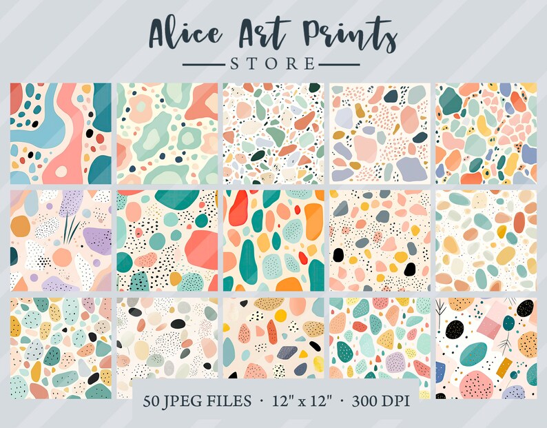 Terrazzo Digital Paper, Stone Digital Paper, Mosaic Background ...