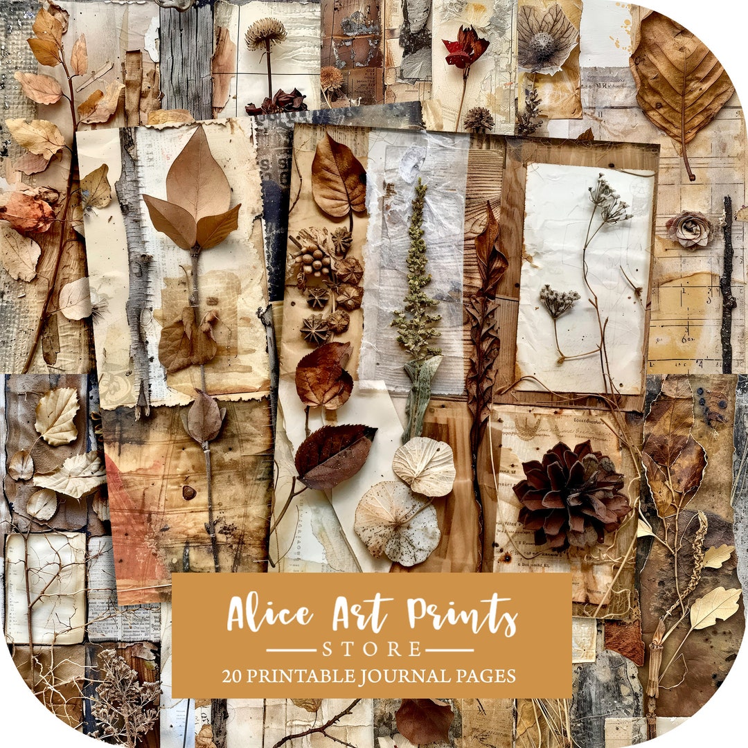 Fall Junk Journal Pages, Autumn Leaves Scrapbook Page, Fall Ephemera ...