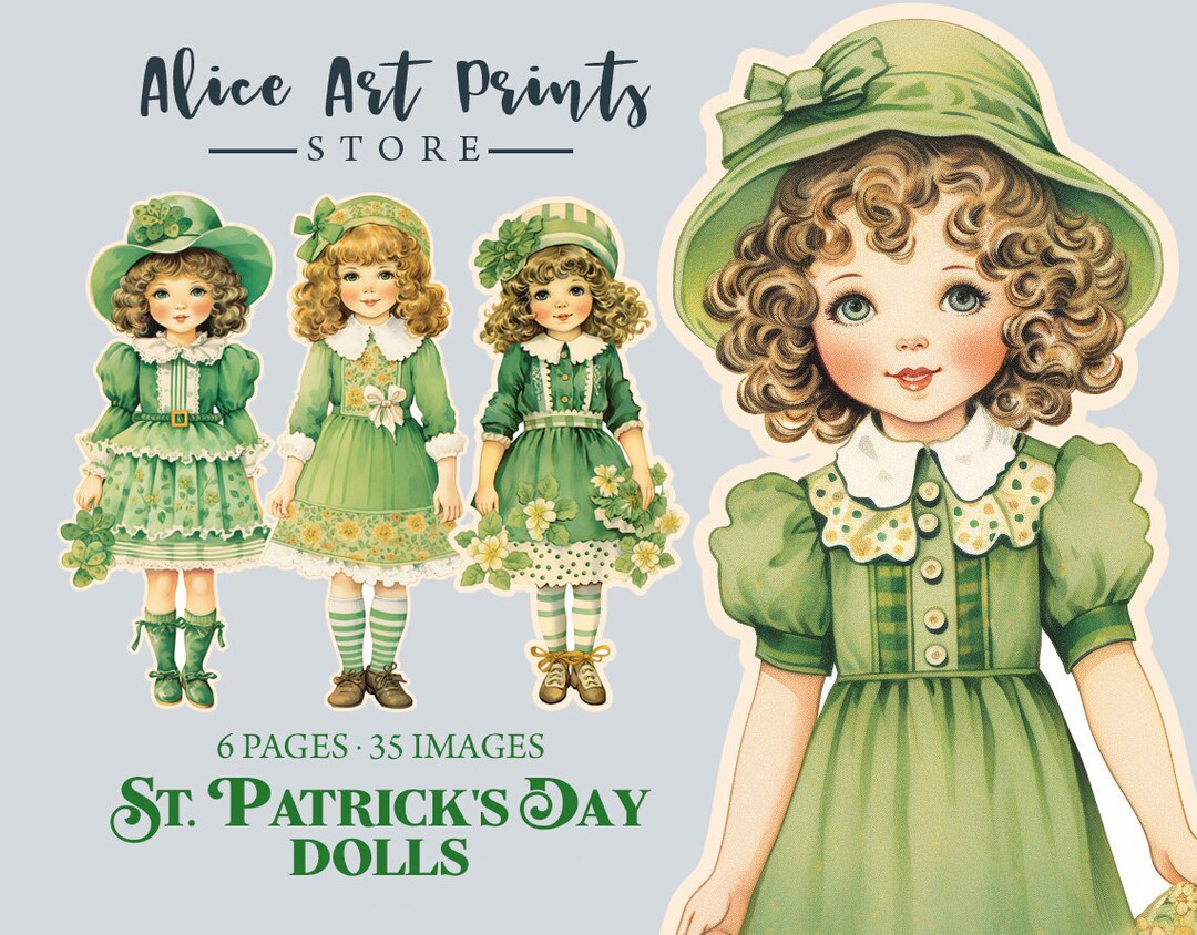 St. Patrick's Day Baby Doll Fussy Cut, Ephemera for Junk Journals ...