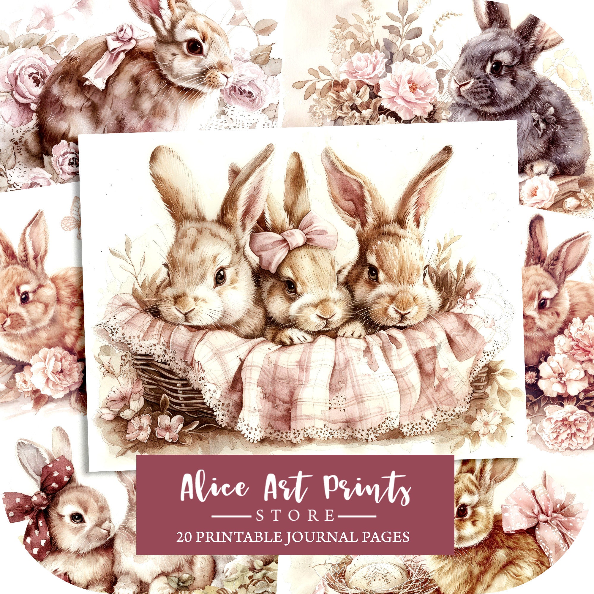 Bunny Junk Journal Kit, Easter Greetings Card, Shabby Chic Spring ...