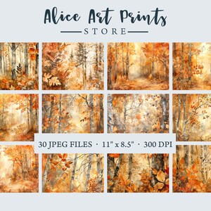 Watercolor Autumn Forest Junk Journal Pages, Autumn Printable ...