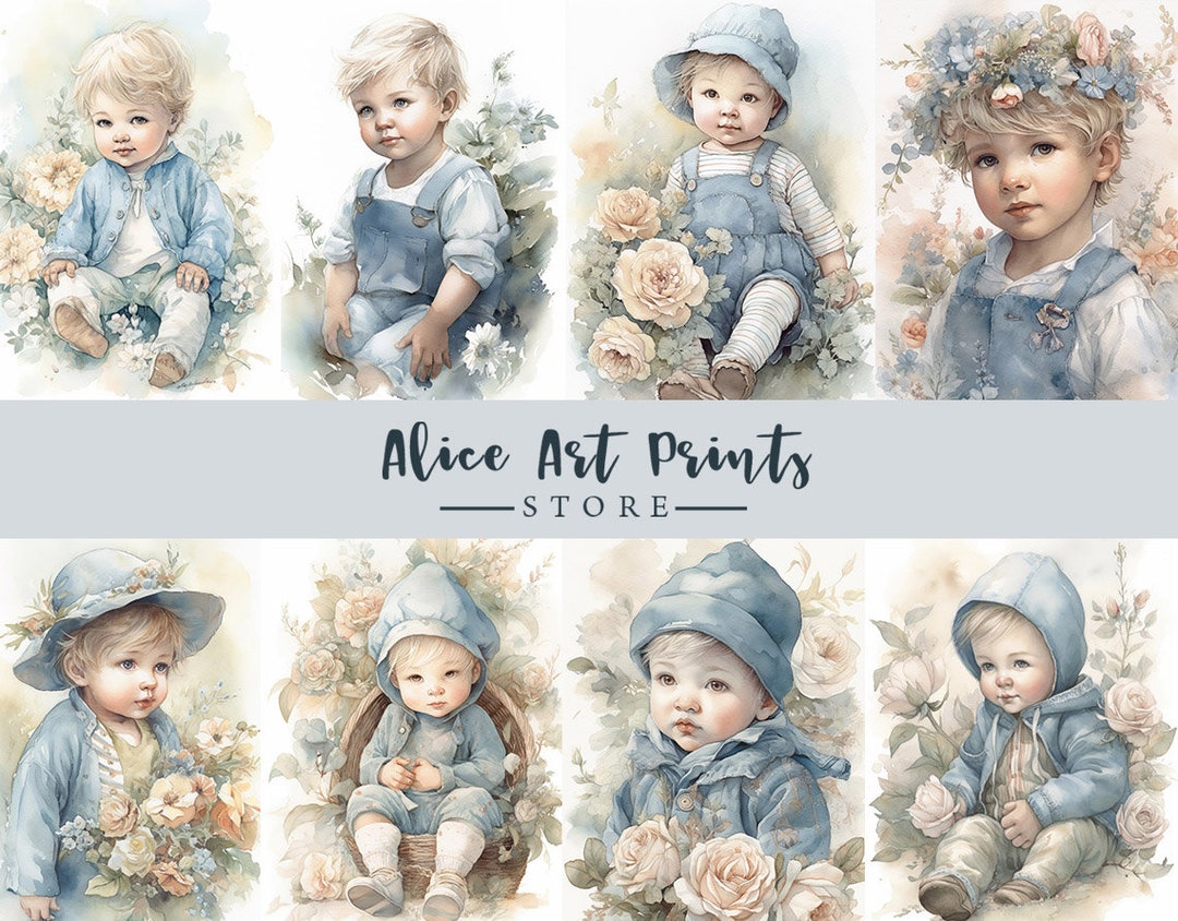 Vintage Boy - Junk Journal Cards, Digital Paper, Scrapbooking, Paper ...