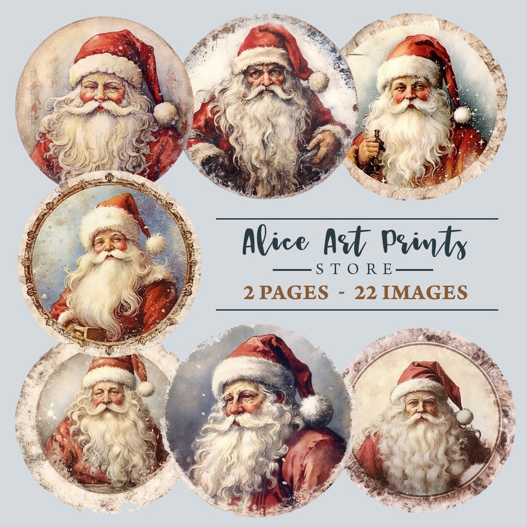 Vintage Christmas Santa Stickers, Christmas Fussy Cut Ephemera for Junk ...